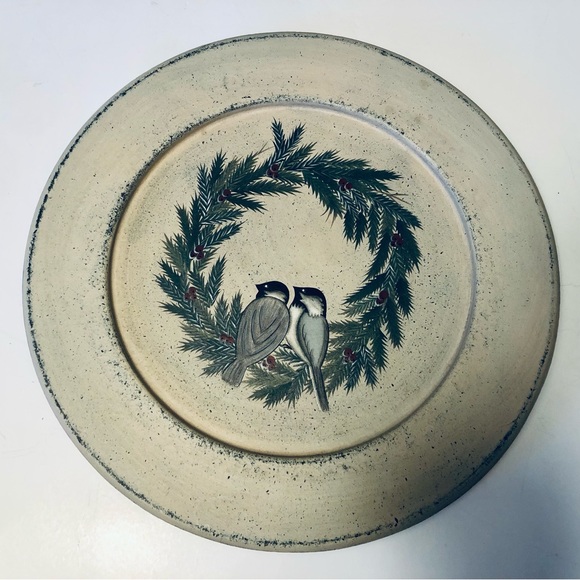 Hearthsude Collection | Holiday | Wooden Xmas Plate Chickadees 15 Round ...